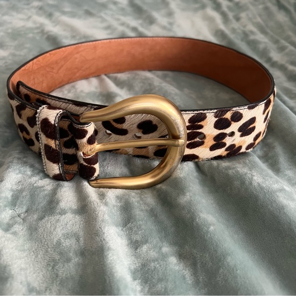 Vintage | Accessories | Vtg Annabella Leopard Cheetah Leather Wide Belt ...